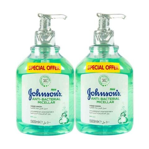 Johnsons Anti-Bacterial Micellar Mint, Hand Wash 500ml Pack of 2 price ...