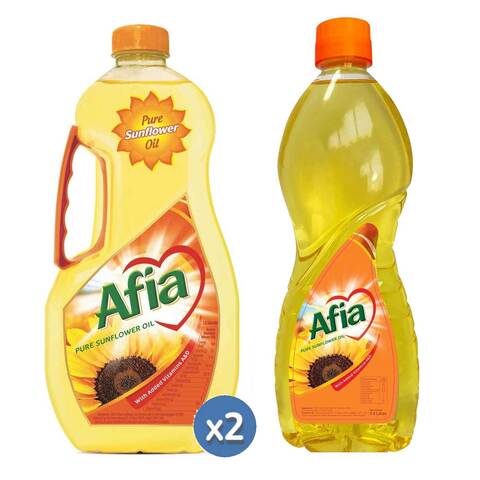 Afia Pure Sunflower Oil 1.5L Pack of 2+500ml price in UAE | Carrefour ...