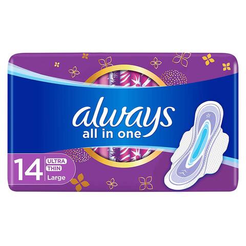 Always Diamond Ultra Thin Long Sanitary Pads with Wings - 14 Pieces ...