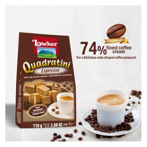 Buy Loacker Quadratini Espresso Wafer Cookies 110g Online - Shop Food ...