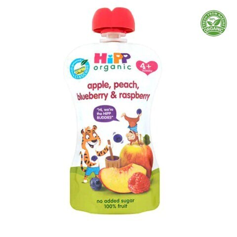 Hipp Organic Peach Apple Blueberry Raspberry Pouch 100g price in UAE | Carrefour UAE ...