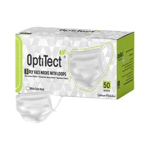 OptiTect Disposable 3 Ply Face Mask White 50 PCS price in UAE ...