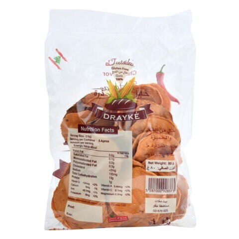 Buy Drayke Tostadas Chili Flavor Corn Chips 80GR Online - Shop Bakery ...