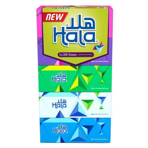 Hala Facial Tissue 200 Sheets x Pack of 5 price in Kuwait | Carrefour ...