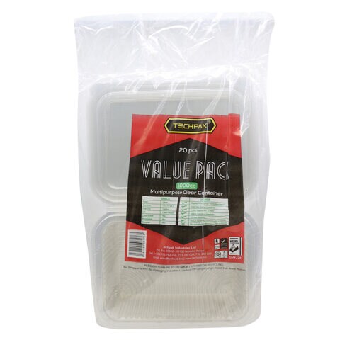 Buy TECHPAK CLEAR CNTNR W/LID 1000CC Online - Carrefour Kenya