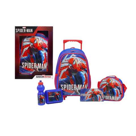 Spider-Man Printed 5-In-1 2 Wheel Backpack Trolley Set 18inch ...