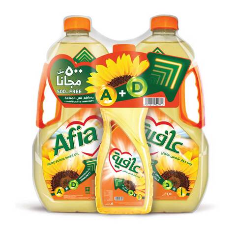Afia Sunflower Oil 1.5l+ 500ml price in Saudi Arabia | Carrefour Saudi ...
