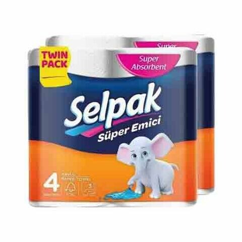 Selpak Super Absorbent Kitchen Paper Towel 80 Sheets x 3ply, Pack of 8 ...