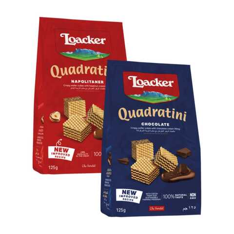 Loacker Quadratini Napolitaner Wafers 125g And Chocolate Wafers 125g ...