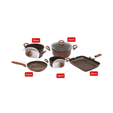 Illa Gourmet Cookware Set - 8 Pieces - Brown price in Egypt | Carrefour ...