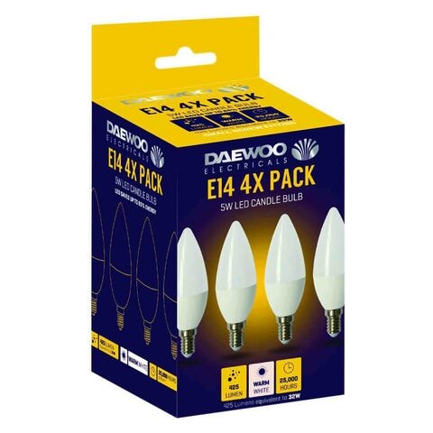 Daewoo E14 LED Candle Bulb 5W Warm White price in UAE | Carrefour UAE ...