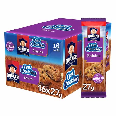 Quaker Oat Raisins Cookies 27g x Pack Of 16 price in Kuwait | Carrefour ...