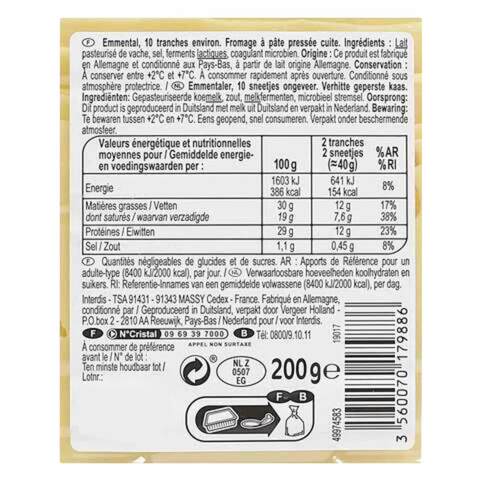 Buy Carrefour Emmental Slices Cheese 200G Online - Carrefour Kenya