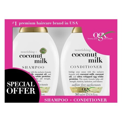 OGX Nourishing + Coconut Milk Shampoo 385ml With Nourishing + Coconut Milk Conditioner White ...