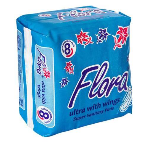 Buy Flora Ultra Super With Wings Sanitary Pads 8 Count Online ...