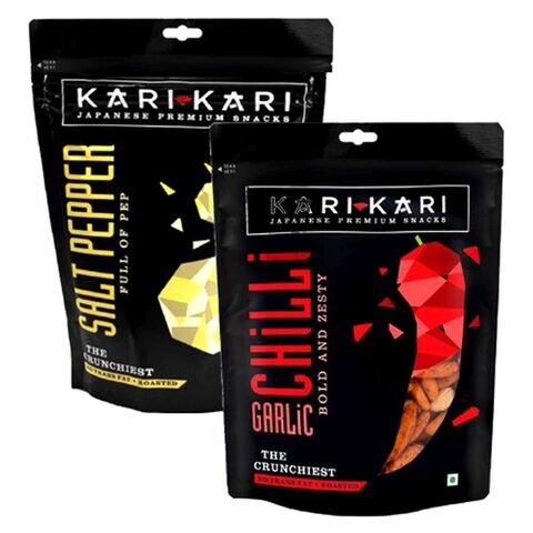 Kari Kari Salt Pepper And Chilli Garlic Roasted Snacks 50g Pack of 2 ...