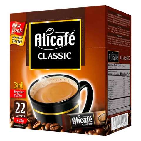 Alicafe Classic 3In1 Regular Coffee 20g x 22 Sachets