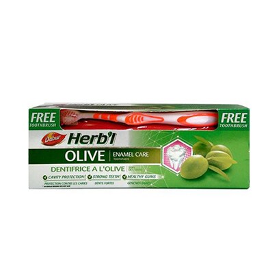 Buy Dabur Herbal Olive Toothpaste 150g + Toothbrush Free Online - Shop ...