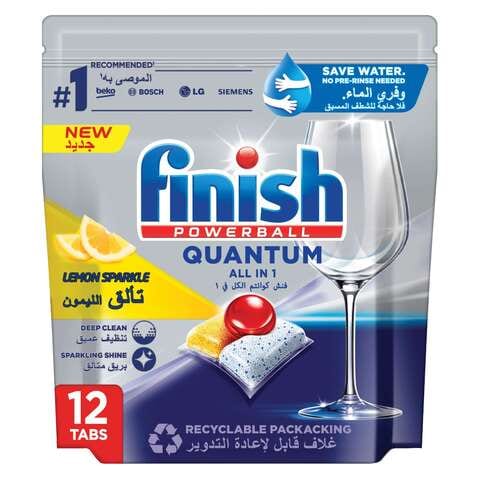 Finish Powerball Quantum All In 1 Lemon Sparkle Dishwasher Detergent ...