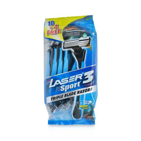 Laser Sport 3 Disposable Razor Blue 14 count price in UAE | Carrefour ...