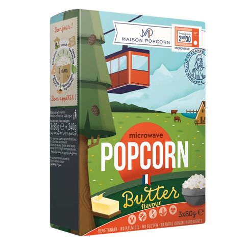 Maison Butter Microwave Popcorn 240g price in Kuwait | Carrefour Kuwait ...