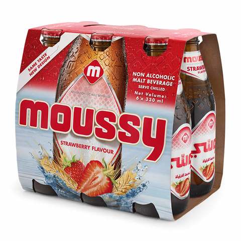 Moussy Strawberry Flavour Non-Alcoholic Malt Beverage 330ml Pack of 6 ...