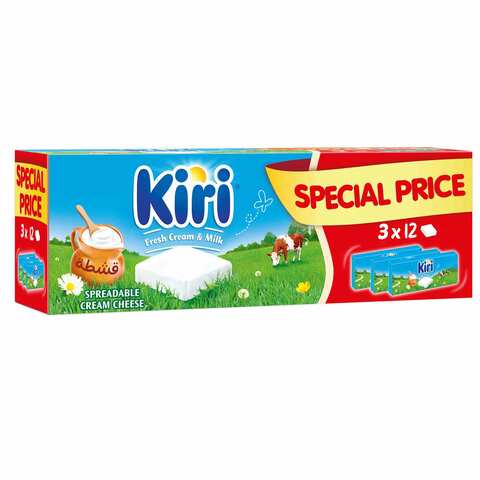 Kiri Spreadable Cream Cheese Squares, 12 portions x 3 packs, 36 ...