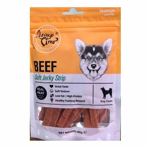 Buy Jerky Time Beef Soft Jerky Strips Dog Food 80g Online - Carrefour Kenya