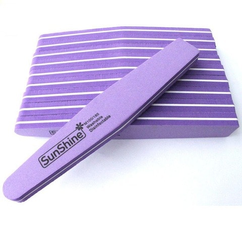 Sunshine Washable Nail Buffer Triangular Purple 100/180 Grit 10pcs/pack ...