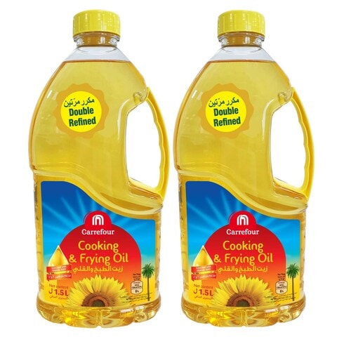 Carrefour Double Refined Cooking And Frying Oil 1.5L Pack Of 2 price in ...