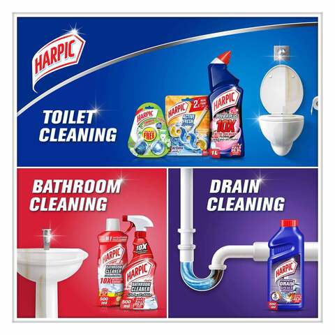 Harpic Power Plus Toilet Cleaner, 10X Better Than Bleach, Kills 99.9% Germs, Floral Fragrance ...