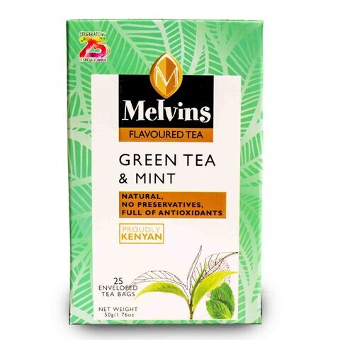 Buy Melvins Green Tea With Mint Tea Bags 25'S Online - Carrefour Kenya