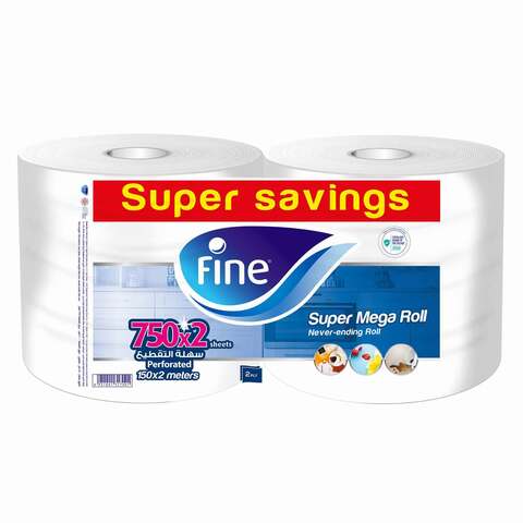 Fine Jumbo Tissue Rolls White 750 Sheets 2 Rolls price in UAE ...