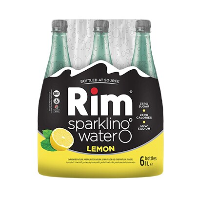 Buy Rim Lemon Sparkling Water 1L x Pack of 6 Online - Shop Beverages on Carrefour Lebanon
