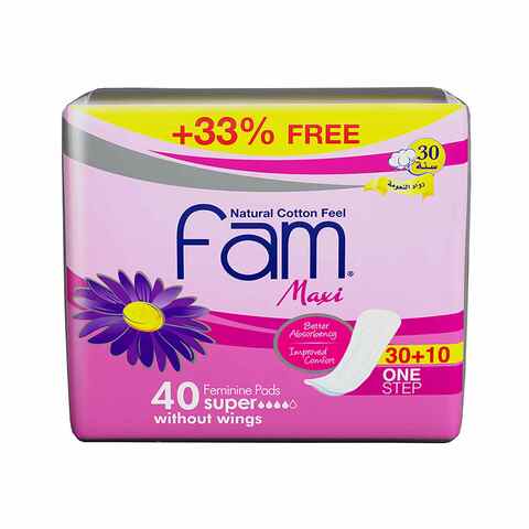 Fam Maxi Sanitary Pad without Wings Super 40 Pads price in UAE ...