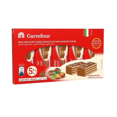 Carrefour Milk Chocolate Coated Wafers Filled With Hazelnut Cream 38g ...