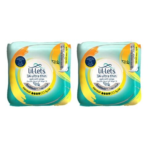 Lil-Lets Ultra Thin Pads With Wings Freshlock Normal White 14 count ...