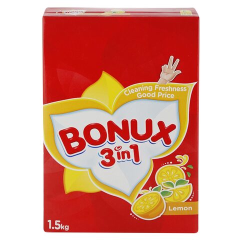 BONUX 3 IN 1 HIGH SUDS DETERGENT WITH LEMON 1.5KG price in Kuwait ...