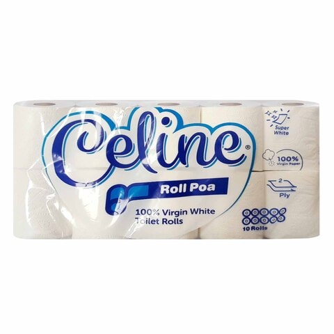 Buy Celine Roll Poa Virgin White Toilet Tissue Roll 10 Pack Online ...