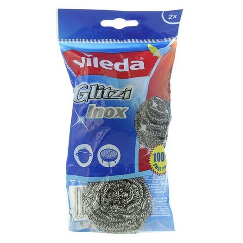 Vileda Glitzi Inox Dishwashing Stainless Steel Spiral Scourer 2 Count ...