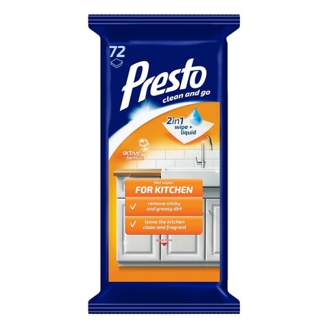 Presto Clean And Go Kitchen 72 Wet Wipes price in UAE | Carrefour UAE ...
