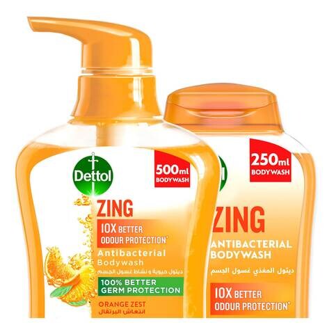 Dettol Zing Antibacterial Orange Zest Bodywash 500ml+250ml price in UAE | Carrefour UAE ...