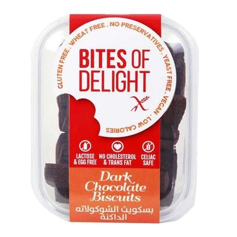 BITES OF DELIGHT GLUTEN FREE VEGAN DARK CHOCOLATE BISCUITS 150G price ...