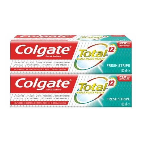 Colgate Total 12 Fresh Stripe Toothpaste 100ml Pack of 2 price in UAE ...