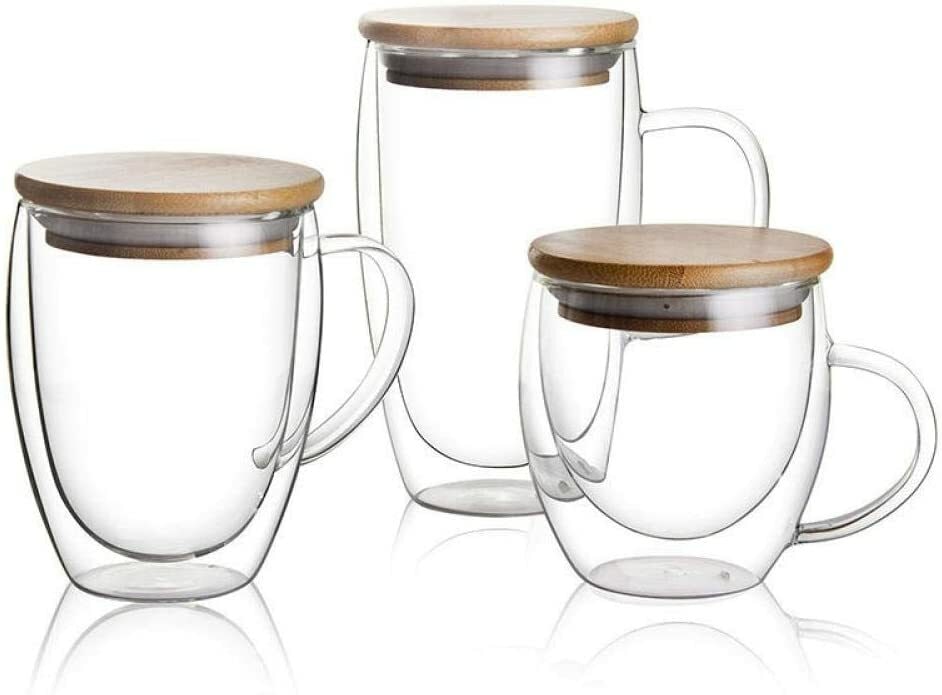 Double Wall Glass Coffee Cup With Lid - Glass Designs