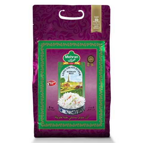 Mehran Long Grain Super Basmati Rice 5kg price in UAE | Carrefour UAE ...