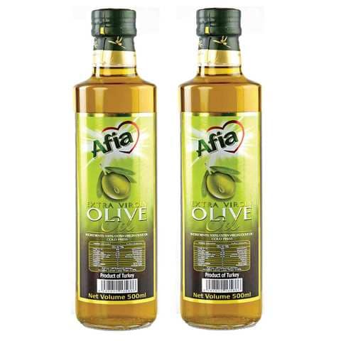 Afia Extra Virgin Olive Oil 500ml Pack of 2 price in UAE | Carrefour ...