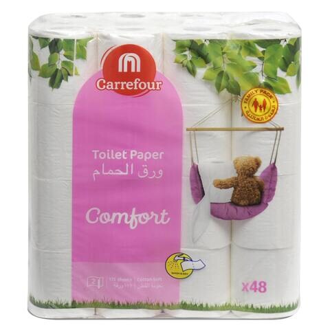 Carrefour Toilet Roll 175 Sheet 2 Ply 40 Rolls + 8 Rolls price in UAE ...